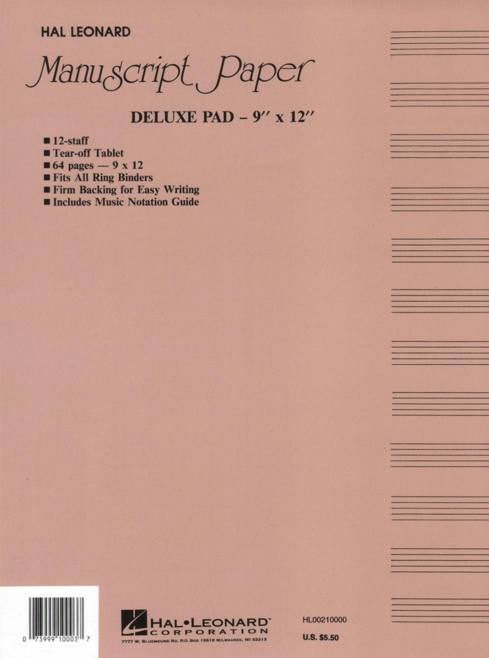 Deluxe Pad Manuscript Paper. Published by Hal Leonard.