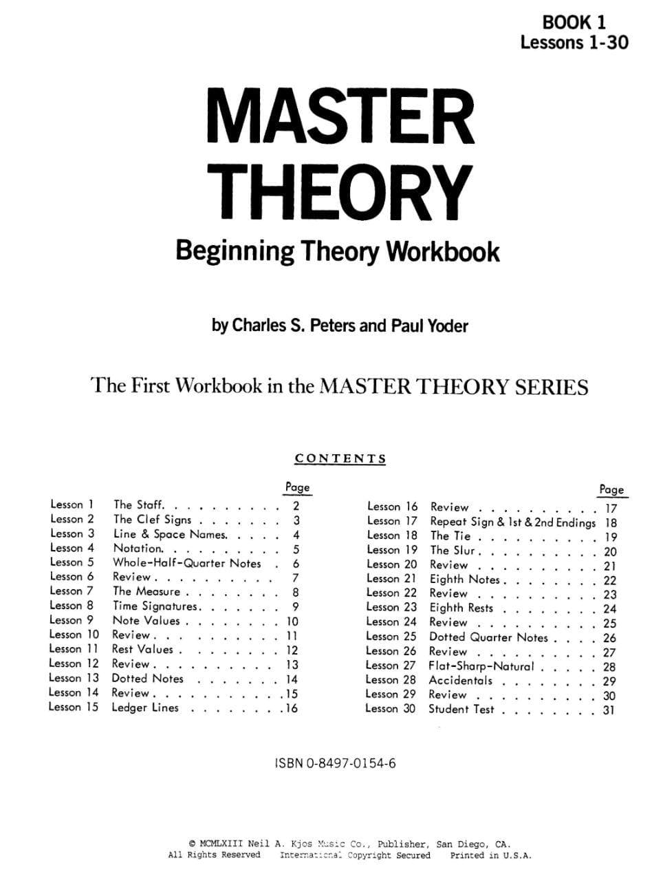 Master Theory Book 1: Beginning Theory By Charles Peters and Paul Yoder ...