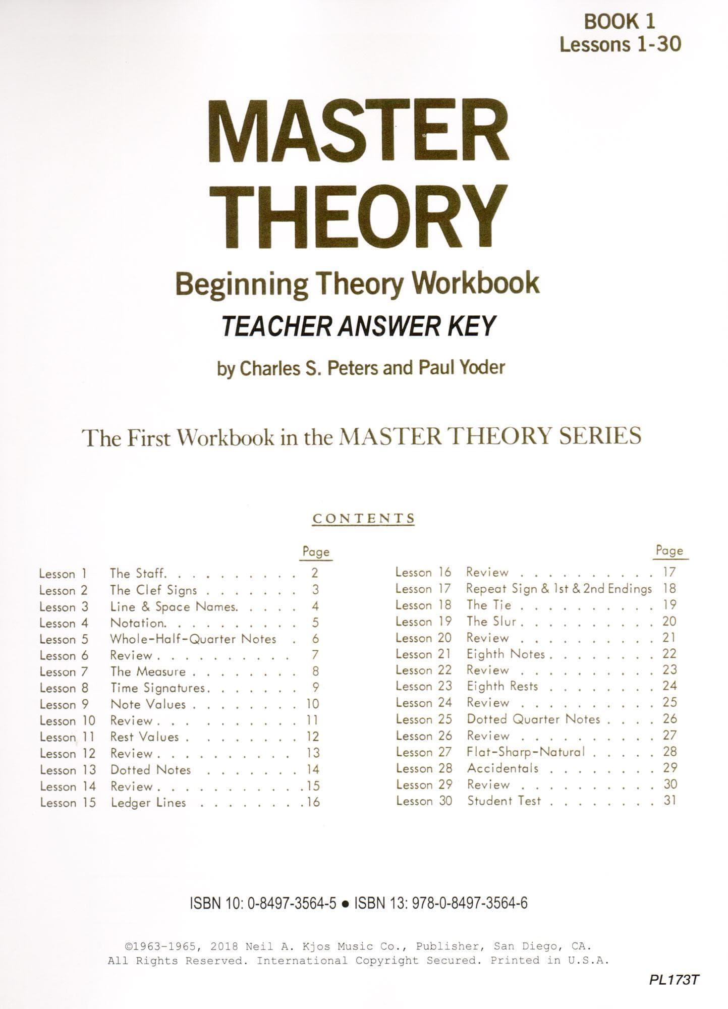 Master Theory Book 1: Teacher Answer Key By Charles Peters and Paul ...